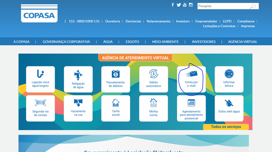 Copasa lista vantagens do recebimento por e-mail das contas de água e esgoto - Blog do Portari